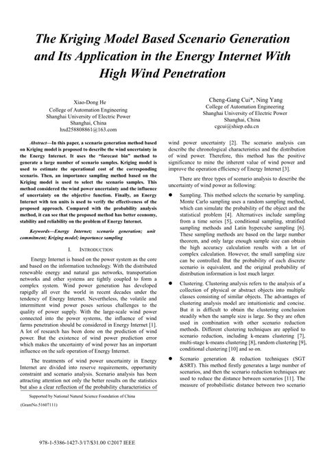 PDF The Kriging Model Based Scenario Generation And Its Application In The Energy Internet