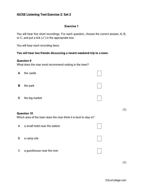 Igcse Listening Exercise 2 Set 2 Pdf