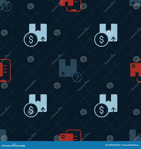 Set Document Tracking Marker Carton Cardboard Box And On Seamless Pattern Vector Stock Vector