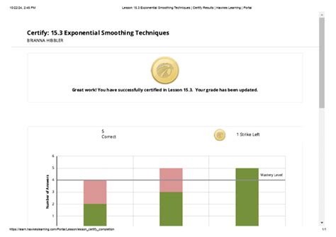 Lesson 153 Exponential Smoothing Techniques Certify Results Hawkes Learning Portal Pdf