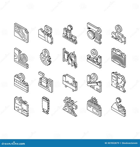Quarry Mining Industrial Process Isometric Icons Set Vector Stock Vector Illustration Of Line