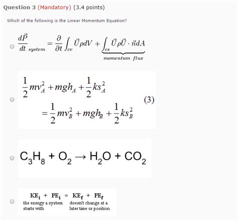 Solved Which Of The Following Is The Linear Momentum Chegg
