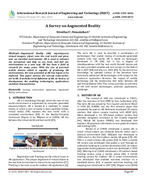 Pdf Irjet A Survey On Augmented Reality