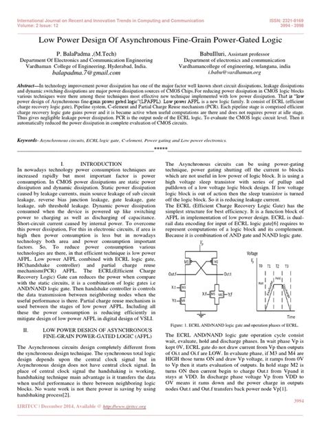 pdf low power design of asynchronous fine grain power gated logic