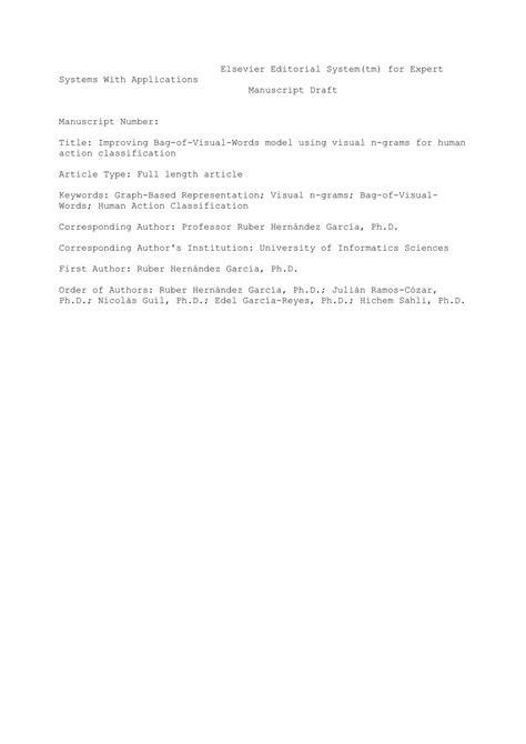 Pdf Improving Bag Of Visual Words Model Using Visual N Grams For Human Action Classification