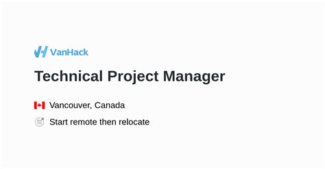 Technical Project Manager Vanhack