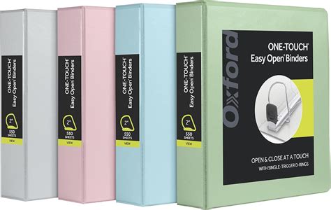 Brandclub Oxford 3 Ring Binders 2 Inch One Touch Easy Open D Rings