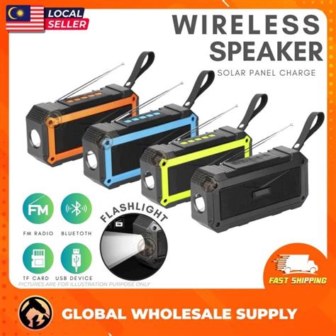 Portable Solar Bluetooth Speaker With Flashlight Fm Radio Function High