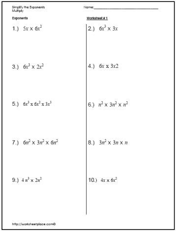 Simplify Exponents Worksheets Worksheets Library