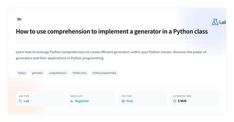 How To Use Comprehension To Implement A Generator In A Python Class Labex