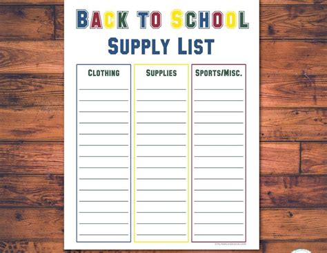 Supply List Blank Printable Easy Printable Templates