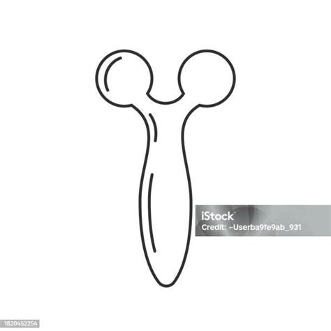 롤러 마사지기 라인 아이콘의 실루엣입니다 얼굴 리프팅을 위한 도구의 윤곽선 아이콘입니다 슬리밍 수동 스틱 얼굴 미용 기구의 검은 간단한 그림 평평한 고립된 벡터 픽토그램