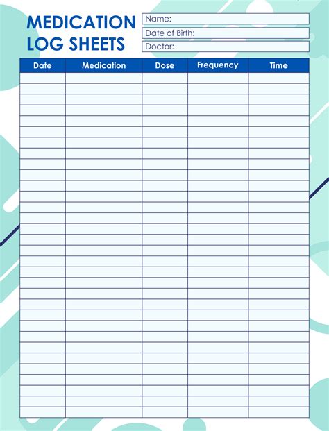 10 Best Printable Patient Medication Log Sheet Artofit