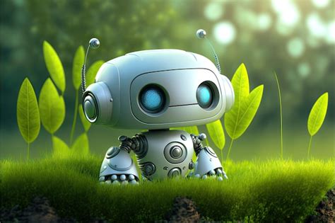 Premium Photo Robot Sitting On The Grass Wallpapers