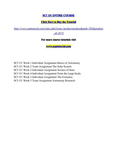 SCI 151 ENTIRE COURSE