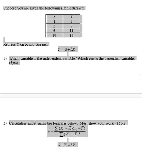 Solved Suppose You Are Given The Following Simple Dataset Chegg