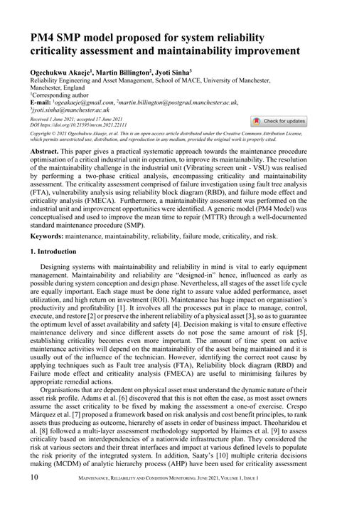 Pdf Pm4 Smp Model Proposed For System Reliability Criticality