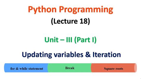 Python Programming | JNTUA | UNIT 3 | Updating Variables | Lecture 18 - YouTube