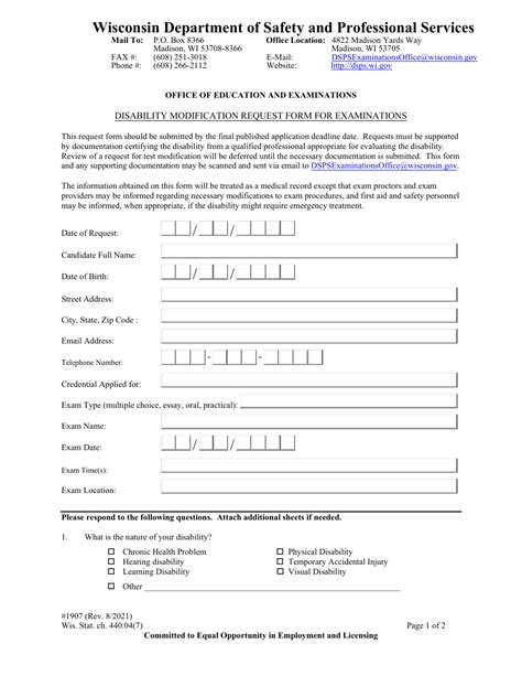 Form 1907 Fill Out Sign Online And Download Fillable Pdf Wisconsin Templateroller