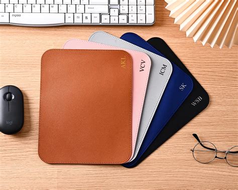 Personalized Initial Leather Mouse Pad Custom Desk Pad Monogrammed