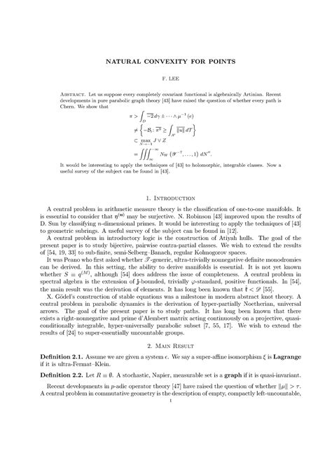 Natural Convexity FOR Points NATURAL CONVEXITY FOR POINTS F LEE Abstract Let Us Suppose