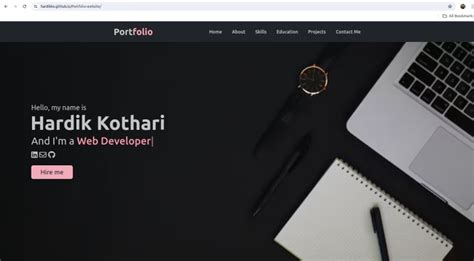 hardik kothari on linkedin webdevelopment portfolio internship