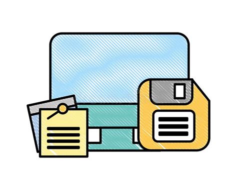 Computer Floppy Disk And Notes Memo Office Stock Illustration
