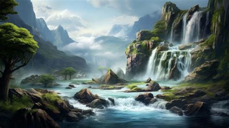 Premium Photo Waterfall In The Forest Landscape Beautiful Nature