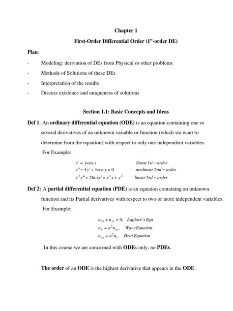 First Order Differential Equations Pdf Differential Equations