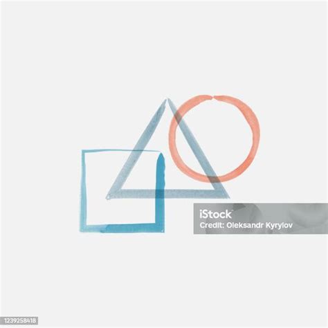 수채화 기하학적 모양 원 삼각형 및 사각형입니다 흰색 배경에 격리된 스톡 벡터 그림입니다 삼각형에 대한 스톡 벡터 아트 및 기타 이미지 Istock