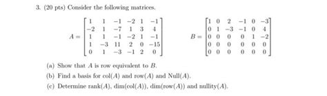 solved 3 20 pts consider the following matrices
