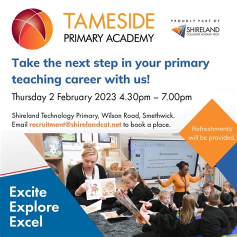 Teacher Recruitment Event Thurs 2 Feb Tameside Primary Academy