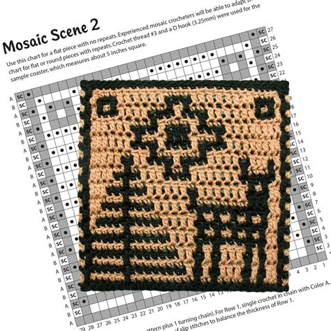 PATTERN Mosaic Crochet Chart Only Nature 2 Coaster Etsy