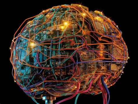 Glowing Digital Brain With Circuits And Wires Stock Illustration Illustration Of Networks