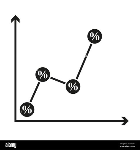 Percentage Graph Icon Line Chart With Percentage Symbols Black And