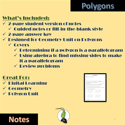 Parallelogram Tests Using Parallelogram Properties Notes Geometry