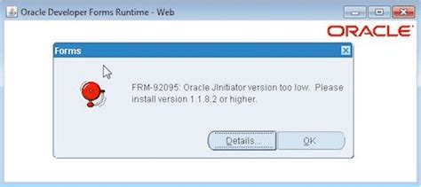 [solved] frm 92095 oracle jinitiator version too low k21academy