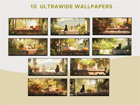 Cute Cat Ultrawide Wallpaper Cozy Cat Wallpaper Cottagecore Aesthetic