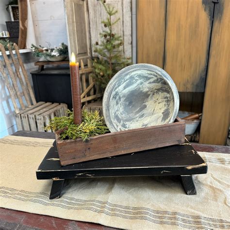 Black Wooden Table Riser Red Fox Primitives