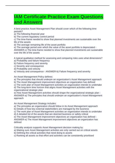 Iam Certificate Practice Exam Questions And Answers Iam Certificate