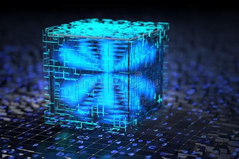 Quantum Processor In The Global Computer Network 3d Render Stock