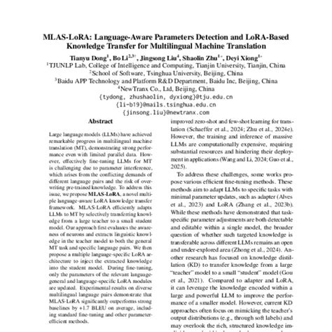 Mlas Lora Language Aware Parameters Detection And Lora Based Knowledge Transfer For