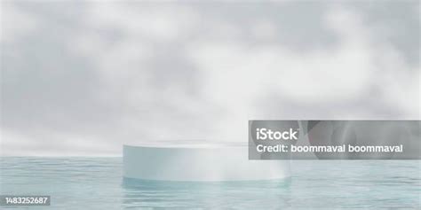 3d 흰색 연단 또는 포장 프레젠테이션 및 화장품을 위한 무대 액체 물과 그림자 배경이 있는 모형 제품 장면 3d 렌더링 3차원