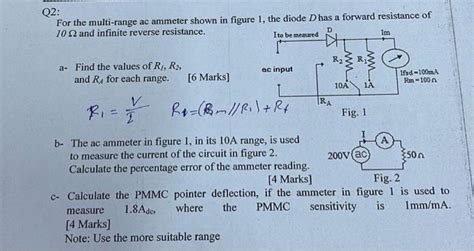 Solved For The Multi Range Ac Ammeter Shown In Figure 1 The