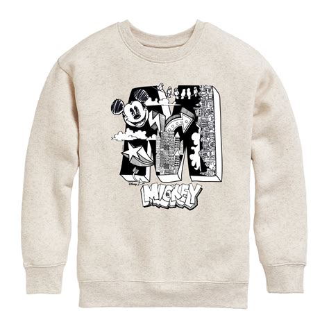 Disney Mickey Mouse Scribbles And Drawings Youth Crewneck Fleece Sweatshirt