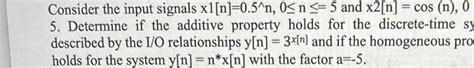 Solved Consider The Input Signals X1 N 05n0≤n≤5 ﻿and
