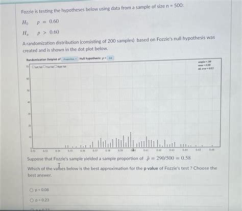 Solved Fozzie Is Testing The Hypotheses Below Using Data Chegg