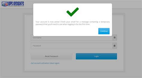 user account activation — ops insights user documentation 1 0 0