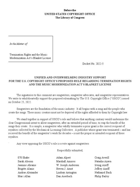 Termination Rights And The Music Modernization Acts Blanket License Pdf American Music