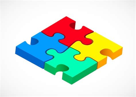 Premium Vector Four Puzzle Pieces On Gray